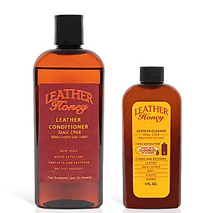 Leather Honey Complete Leather Care Kit Including 4 oz Cleaner and 8 oz Conditioner for use on Leather Apparel, Furniture, Auto Interiors, Shoes, Bags and Accessories