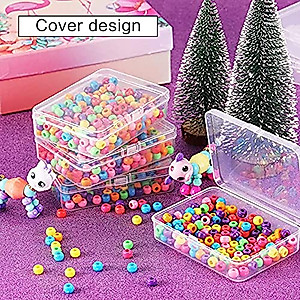 ZUER 2 Pcs Clear Plastic Beads Storage Containers Box,Large PP Clear Plastic Beads Storage Containers Box with Hinged Lid,Use for Holding Small Jewelry