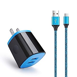 Android Charger Fast Charging Micro USB Cable, 6FT Nylon Micro Cord Wall Charger Block, AbcPow 2.1A Power Adapter with Phone Cord Compatible for Samsung Galaxy S7 S6 J7 J3 Note 5, LG G4 Motorola, HTC