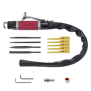 Air Reciprocating File Body Saw, Multi-function Low Vibration 8000spm Pneumatic Cutting Tool & Abrasive Tool with 4 Files and 5 Saw Blades (Stroke Length: 5mm)