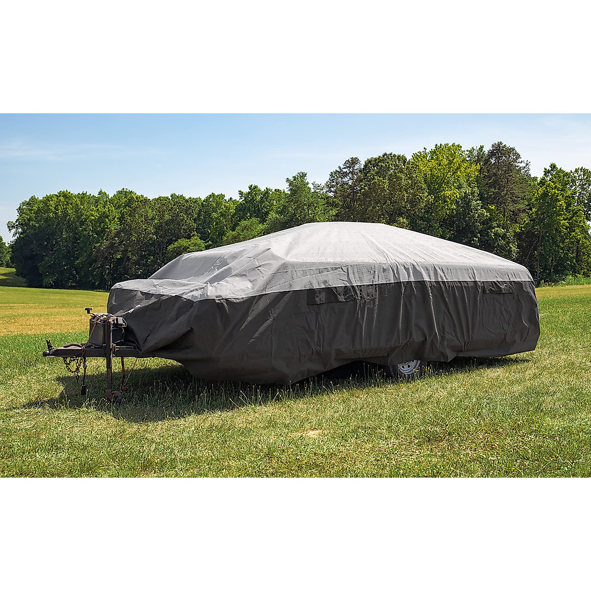 Camco ULTRAGuard 8-10-Ft Pop-Up Camper/RV Cover - Features Covered Air Vents & Cinching Straps - Crafted of Spunbond Polypropylene - Includes Storage Bag for RV Storage and Organization (45761)