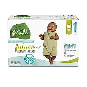 Seventh Generation Baby Diapers Size 1 Sensitive Protection Free & Clear Size 1, 80 Count (Pack of 1)