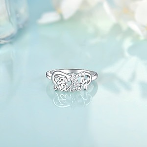 FJ Infinity Cross Ring 925 Sterling Silver Faith Hope Believe Ring Religious Jewelry Gifts for Women Size 7
