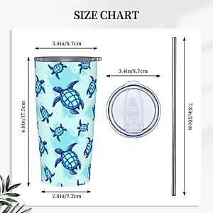 JASROTAO Sea Turtle Tumbler,Turtle 20oz Stainless Steel Insulated Travel Tumbler,Travel Coffee Mug with Lid and Straw Water Bottle Drink Tumbler Cups Gifts for Women Men Lovers