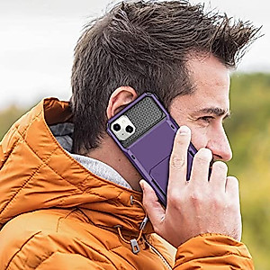 Vofolen Case for iPhone 13 Wallet 4-Card Holder ID Slot Flip Door Hidden Pocket Anti-Scratch Dual Layer Hybrid TPU Bumper Armor Protective Hard Shell Back Cover for iPhone 13 6.1 inch GreyPurple