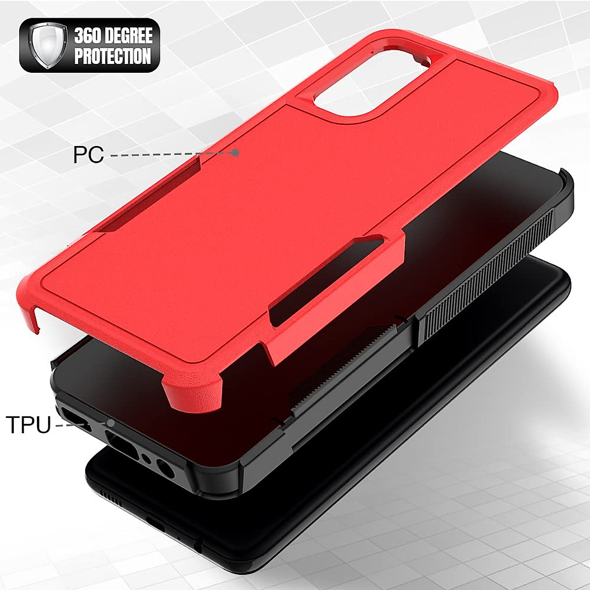 Jeylly for Samsung Galaxy A04S Case, Samsung A13 5G Case Military Grade Drop Protection Soft TPU Matte Hard Back, Heavy Duty Shockproof Durable Cell Phone Case for Galaxy A13/A04S, Red