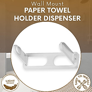 Bistras Wall Mount Paper Towel Holder Dispenser for Kitchen and Bath, Vertical or Horizontal Mount, Under Cabinet Includes 2 Screws (White 1 pk)