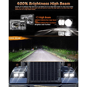 Z-OFFROAD DOT Approved 4x6 LED Headlights Assembly Hi/Lo Sealed Beam Compatible with KW T800 T600 Peterbilt 379 Freightliner Chevy Oldsmobile Cutlass H4651 H4652 H4656 H6545 H4666, 4PCS-Chrome