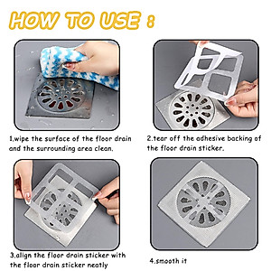 Disposable Hair Drain Stickers,30Pcs Floor Drain Sticker,Sewer Filter Screen,Filter Patches,Shower Drain Hair Catcher,Shower Drain Mesh Stickers for Bathroom/Laundry/Bathtub/Kitchen