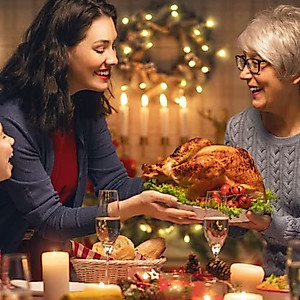 LLE Oval Christmas Platters Reusable Plastic Dinner Plates Serving Tray for Food Appetizers Meat Serving Dishes for Christmas Winter Holiday Table Decorations Set of 2 (Designs Vary) with Gift MYTYJAY