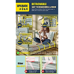 CuteBear Bed Rails for Toddlers - 60" 70" 80" Extra Long Baby Bed Rail Guard (3 Sides: Perfect for Full Bed, Include 3 Sides)