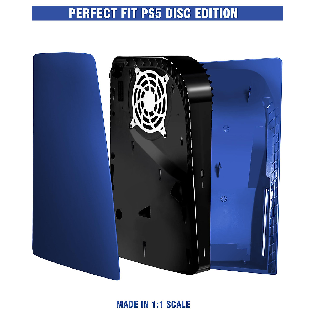 Joso Faceplate for PS5 Disc Edition, Anti-Scratch Dustproof Case Replacement, Cover Skin Fit for PS5 Console (CD-ROM), Plates for PS5 Accessories, Easy Installation - Blue
