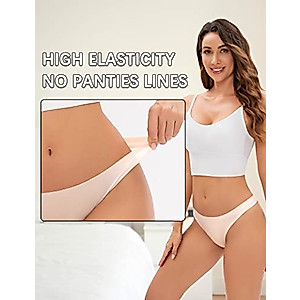 FOXROSE Seamless Thongs for Women Silk Thongs for Women Sexy Satin Thongs for Women Underwear Seamless (5 Pack, Medium)
