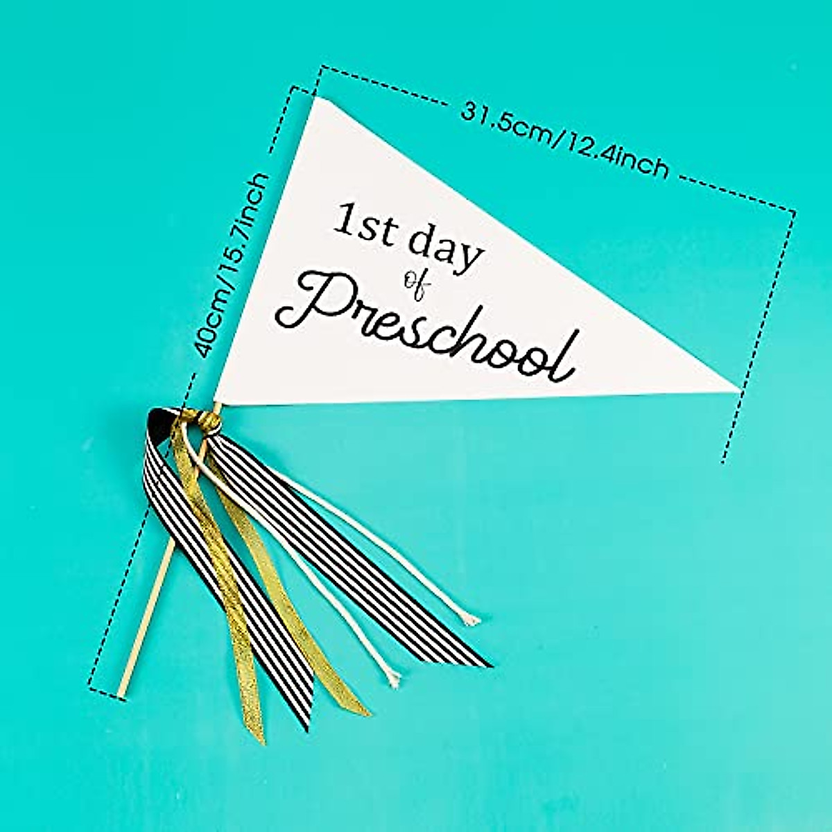CINPIUK First Day of School Flag DIY 2022 Back to School Pennants, First Day of Preschool Flag with Ribbons Make Your Own School Photo Prop