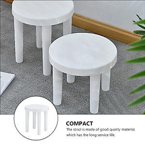 Ciieeo 1pc Japanese Style Stool Small Stool Small Vanity Stool Low Stool Kid Step Stool Step up Stool Non-Slip Stool Little Stool Plastic Furniture Makeup White Child