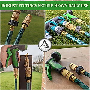 Heavy Duty Water Hose Quick Connect Fittings (Premium Brass for Superior Durability), Quick Release Hose Connector, Fit for 3/4" Gardening Hoses, Garden Hose Quick Disconnect Set, 4 Pack, ET