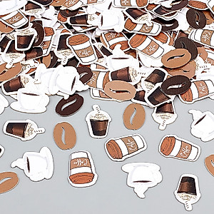 Coffee Confetti, 200pcs Coffee Cup Coffee Bean Confetti, Coffee Themed Bridal Shower, Baby Shower, Birthday Party Decorations, Coffee Table Decorations for Coffee Bar Coffee Lovers