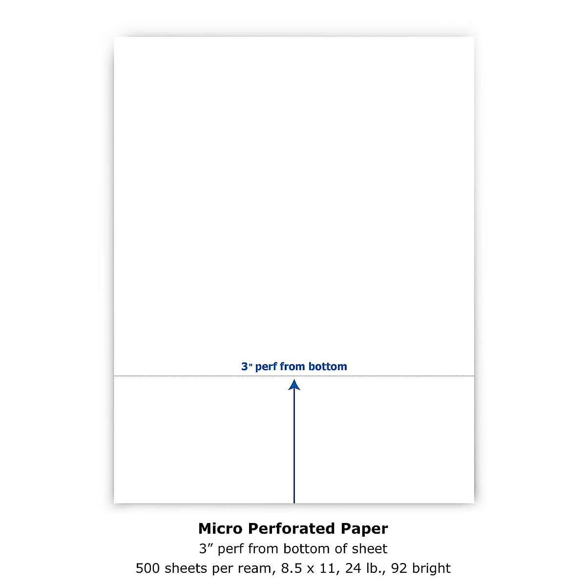 PrintWorks Professional 3" Perforated Paper, 500 Sheets, 24 lb, White (04168)