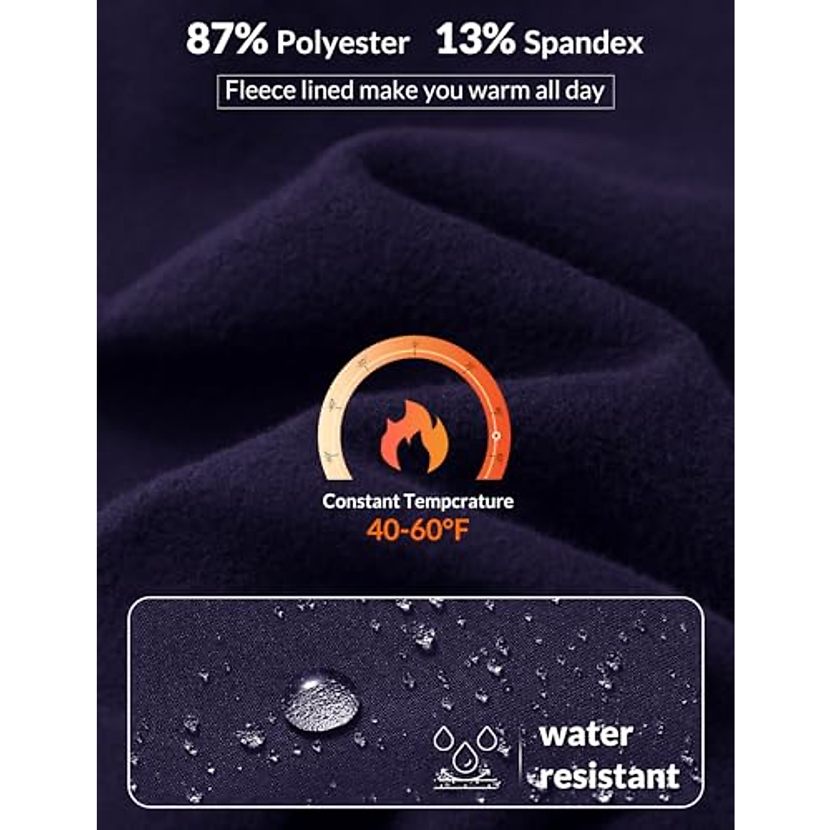 BALEAF Fleece Lined Joggers Women Waterproof Thermal Hiking Pants Sweatpants Track Pants Winter Clothes Running Gear Navy L