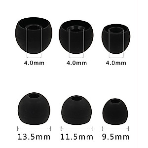 ALXCD Eartips for CX200 CX 300 Earbud, SML 3 Sizes 6 Pairs Silicone Replacement Ear Tips Ear Adapter Set, Fit for Earphone CX200 CX 3.00 CX 300 II [Black](6 Pair)
