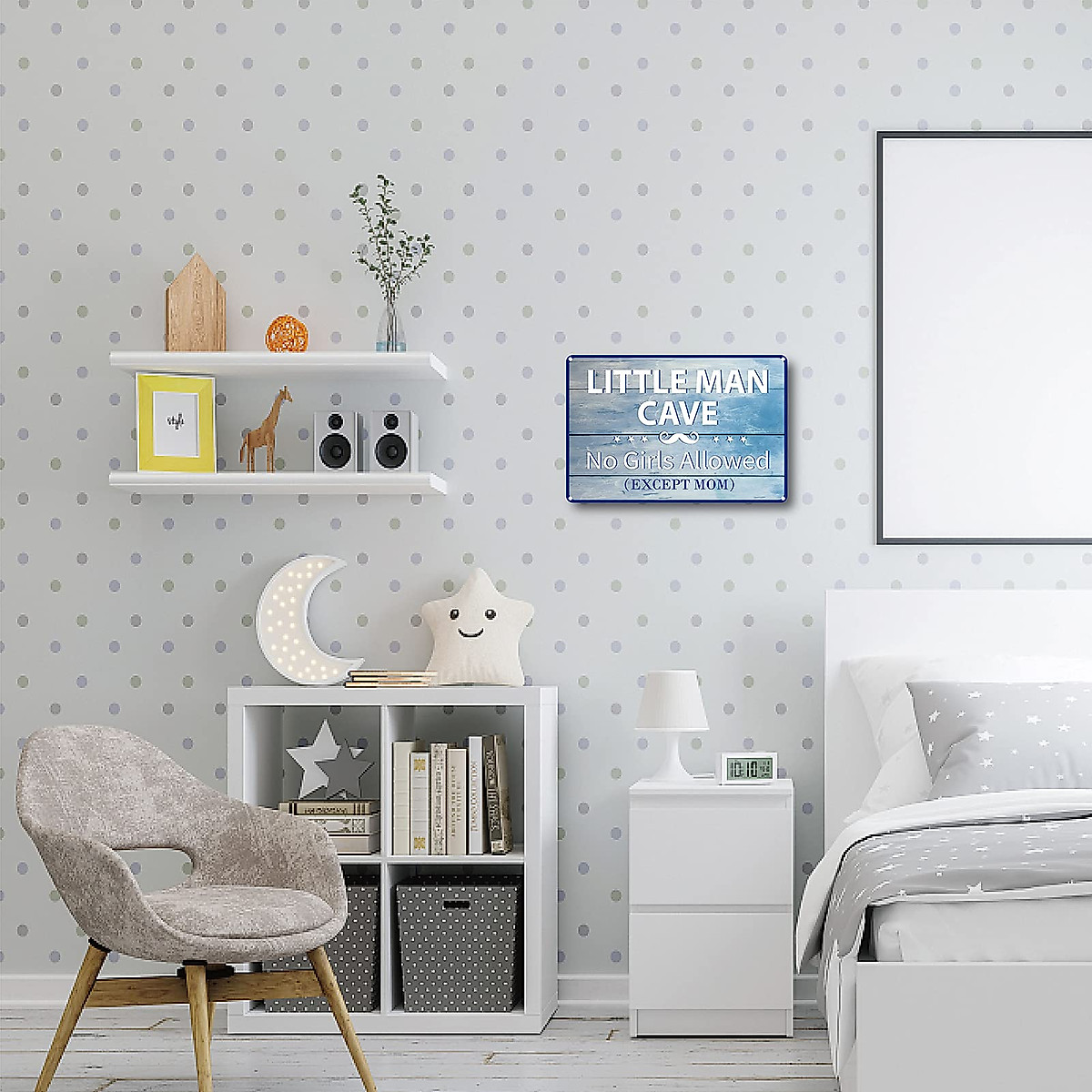 CREATCABIN Metal Tin Sign Man Cave No Girls Allowed Except Mom Retro Vintage Funny Wall Art Mural Hanging Iron Painting for Home Garden Bar Pub Kitchen Living Room Office Garage Plaque 8 x 12inch