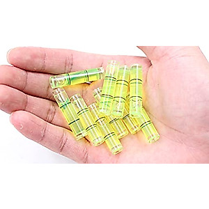 Chiloskit 10 Pcs Cylindrical Plastic Bubble Spirit Level Vials for RV TV Picture Frame Hanging Tool Leveler, 8x35mm