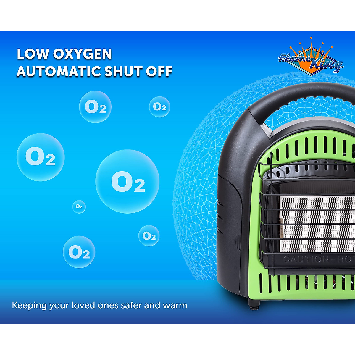 Flame King YSN-CHS10 10,000 BTU Propane Space Radiant Portable Heater Indoor* & Outdoor for Camping, Garage, Ice Fishing, Patio, Green/Black 10K