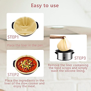 2 Pack Silicone Slow Cooker Liners fit 6-8 QT Crockpot, Reusable/Heat-resistant/Leakproof/Portable Crock Pot Liners, BPA Free, Dishwasher Safe Slow Cooker Liners fit for 6-8 QT (Pink+Yellow)