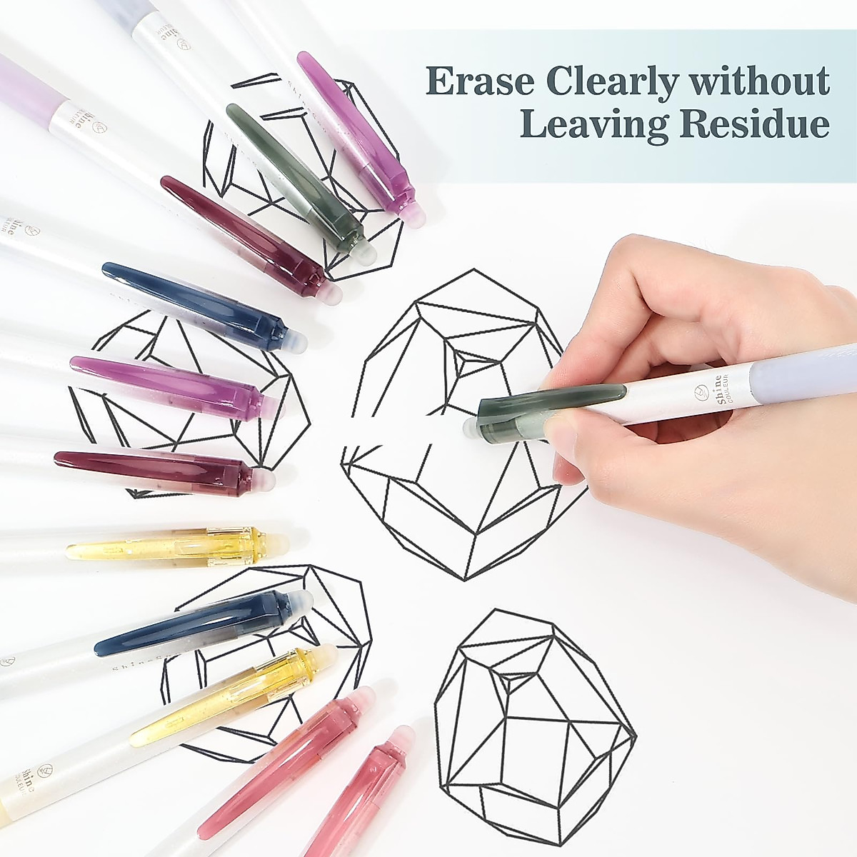 BAYTORY 12Pcs Retractable Erasable Pens No Bleed Fine Point, Black Ink Pen with Eraser Clear, Smooth Writing for Note Taking Marking Planner Crossword Puzzles(Vintage Barrel)