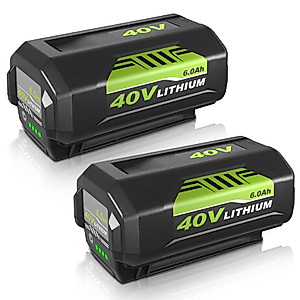 6000mAh OP4026 40 Volt Lithium Replacement Battery Compatible with Ryobi 40V Battery OP4050A OP40601 OP4040 OP4030 OP4050 OP40261 OP40201 OP40401 Cordless Tools with LED Indicator (Green) (2 PACK)