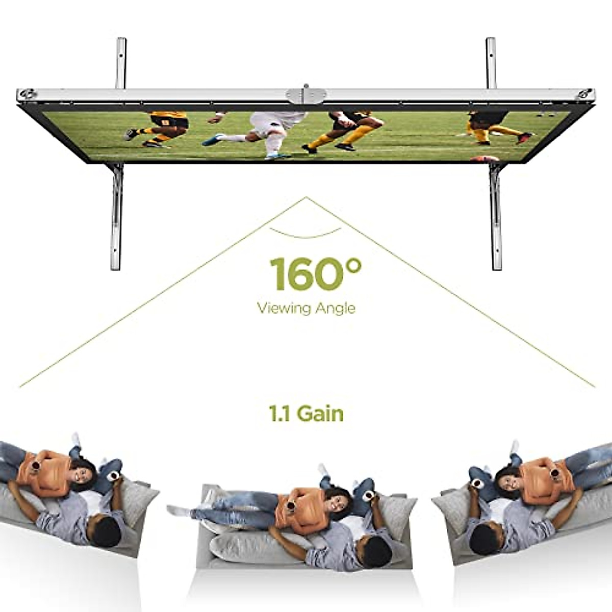 Projector Screen and Stand, POKITTER 120 inch Outdoor Movie Screen-Upgraded 3 Layers PVC 16:9 Outdoor Projector Screen,Portable Video Projection Screen with Carrying Bag for Home Theater Backyard