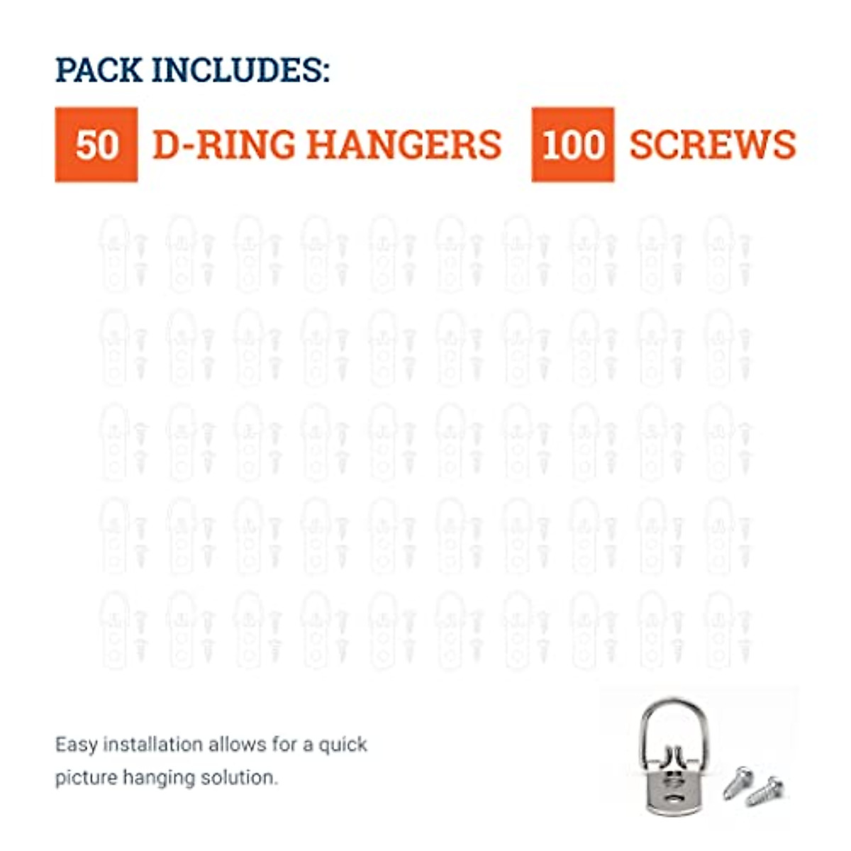 Heavy Duty D-Ring Picture Hangers - 50 Pack - 2 Hole with Screws - Picture Hang Solutions