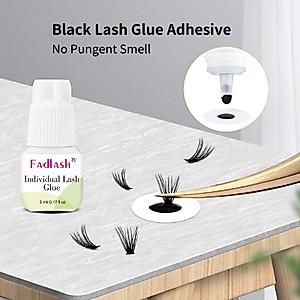 Individual Lash Glue FADLASH Cluster Lash Glue 2-3S Dry Time 7-15 Days Retention DIY Lash Extension Glue Self Application Sensitive Lash Cluster Glue Black 5ml (DIY/Cluster Lashes Use Only)