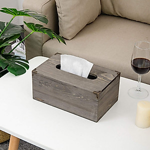 Distressed Wooden Rustic Facial Tissue Box Holder Tissue Box Cover Napkin Dispenser for bathroom Living room dining room bedroom toilet (Grey)