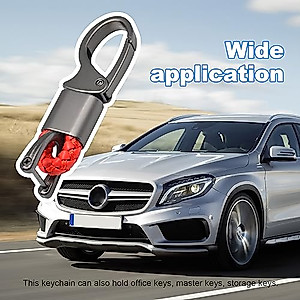 Augeny 2PCS Car Key Fob Keychains, 360 Degrees Rotatable Leather Keys Chain Holder with Anti-Lost D-Ring, Universal Sturdy Metal Key Chains with Screwdriver for Women and Men （Red）