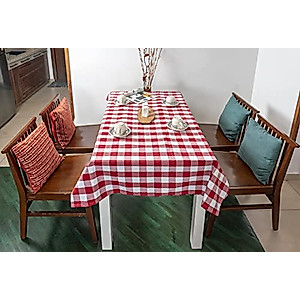 WHITEWRAP Buffalo Check Tablecloth |Red and White|60”x90”| Indoor Outdoor, Restaurant, Hotel Quality| Gingham Table décor | Table Protector for Picnic, Party and Dinner| Tabletop Washable Farmhouse