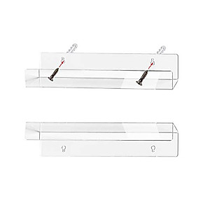 Saliens 6 Pack 12 inch Clear Vinyl Record Shelf Wall Mount with Protective Films, Acrylic Floating Shelves Wall Mount, Invisible Spice Rack, Album Modern Picture Ledge Display