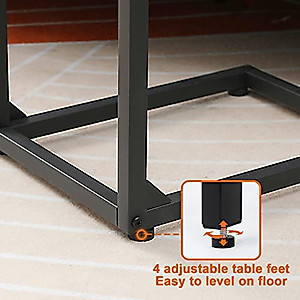 AMHANCIBLE C Shaped End Table Set of 2, Side Tables Couch Table, Snack Table for Living Bedroom, Rustic Brown HET02CBR