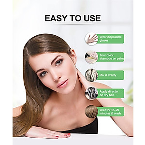 Herbishh Hair Color Shampoo - Enriched Dye Formula for Gray Hair - Long Lasting & DIY (Light Brown)