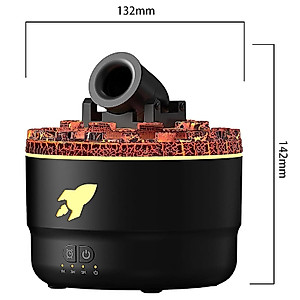 Cannon Blast Aroma Humidifier, Cannon Humidifier, Yellow Cane Humidifier, Creative Turret Colorful Crack Aroma Humidifier, Small Home Desktop Humidifier, Humidifier Quiet Flame Diffuser (Black)