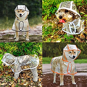 Dog Raincoat, Waterproof Pet Raincoats with Poncho Hood, Portable Transparent Dog Rain Coat Lightweight Dog Rain Jacket for Outdoor Walking in Rainning Days