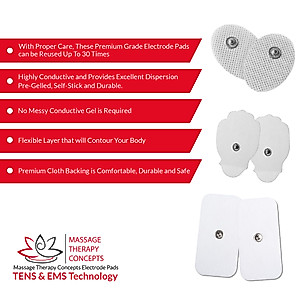 TENS Unit Pads - Premium Quality Snap Replacement Electrodes for TENS and EMS Electrotherapy - Self Adhesive Reusable Patches up to 30 Times (20 Pads) Combo (S, L, XL)