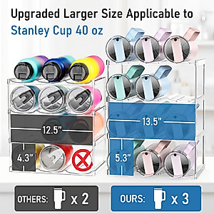 【Upgraded Larger】Water Bottle Organizer for Stanley 40 oz Tumbler with Handle, Stanley Cup Organizer for Cabinet, Kitchen Organizers and Storage for Stanley Cup Accessories, Tumbler Mug Cup Hold 12