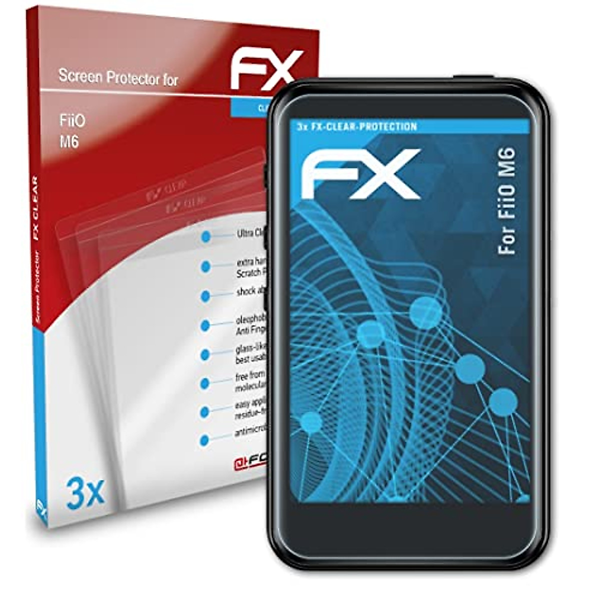 atFoliX Screen Protection Film Compatible with FiiO M6 Screen Protector, Ultra-Clear FX Protective Film (3X)