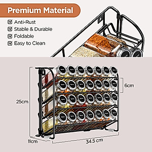 CHARMDI 4 Tier Spice Rack Organizer for Cabinet, Detachable Countertop Spice Rack for Spice Jars(Jars Not Included), Spice Rack Wall mount for Countertop, Cabinet, Kitchen, Black