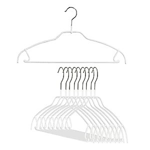 Mawa by Reston Lloyd Silhouette Ultra-Thin Series, Non-Slip Space Saving Shirt Hanger with Pant Bar & Skirt Hooks, Style 42/FTU, White