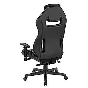 OSP Home Furnishings BOA II Ergonomic Adjustable High Back Gaming Chair with Thick Padded Coil Spring Seat, Built-in Lumbar Support and Headrest, Black Bonded Leather with Grey Accents