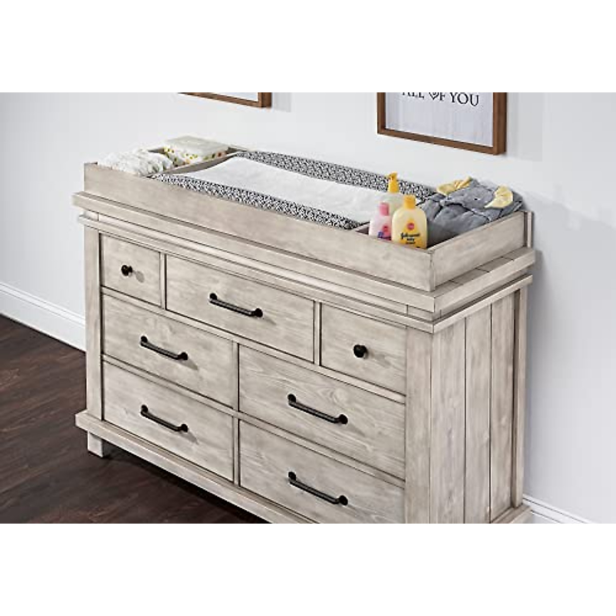 Soho Baby 43065930 Hampton Premium Changing Topper for 7-Drawer Dresser, Smooth Stone Wash Finish