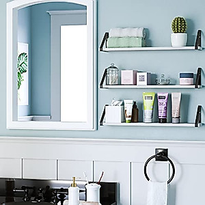 Wallniture Ponza Floating Shelves for Bathroom Decor, Wall Bookshelves for Living Room, Kitchen, Wood Wall Shelves 24"x4.5" White Shelf Set of 3