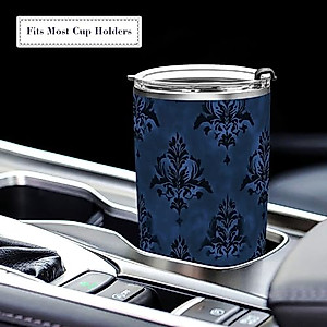 sanluoli Retro Dark Vintage Flower Stainless Steel coffee cups with lids Leak-proof Lid and Straw travel coffee mug for Water, Iced Tea or Coffee cute tumblers with lids and straws 20 OZ